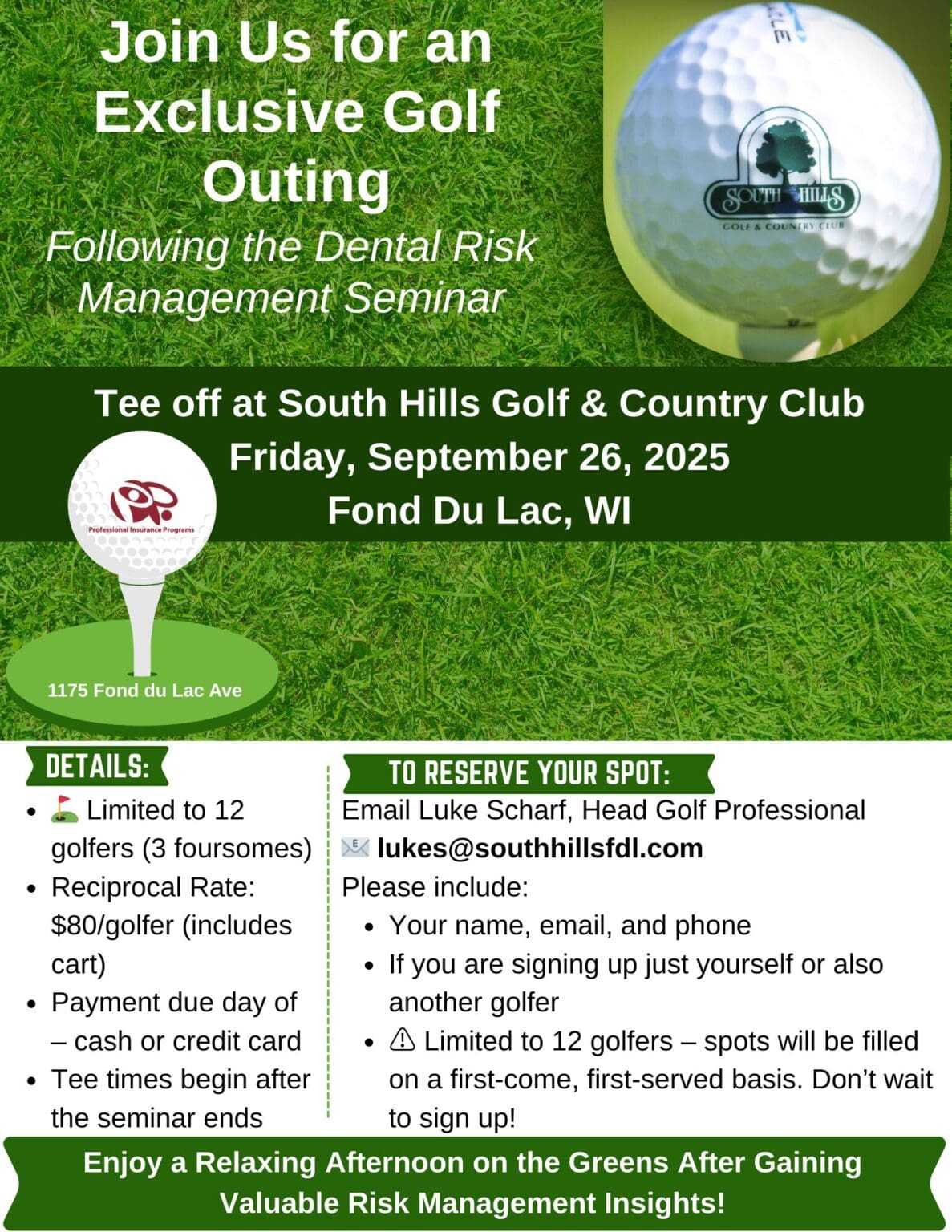 2025 Golf at South Hills Golf & Country Club - Professional Insurance ...